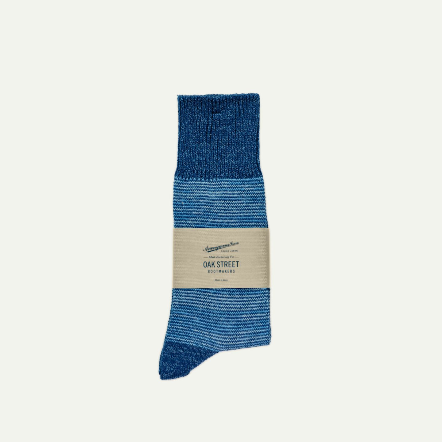 Anonymous ISM Crew Sock - Indigo Twisted Knit - Made in Japan | Oak ...