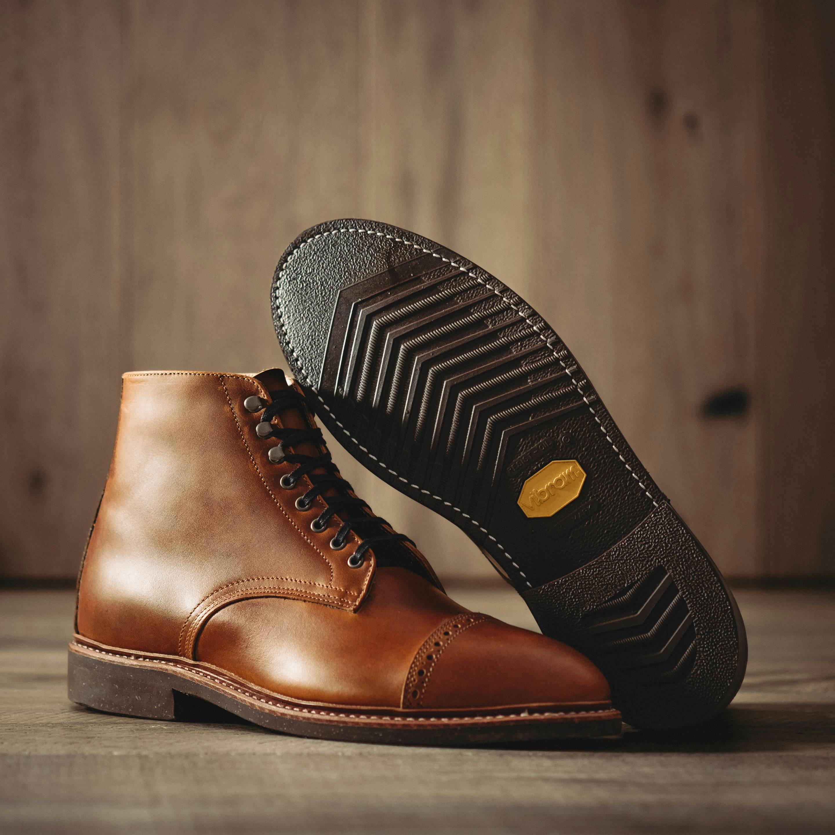 Cap-Toe Lakeshore Boot - British Tan Domane, Vibram 700 Cork Sole ...