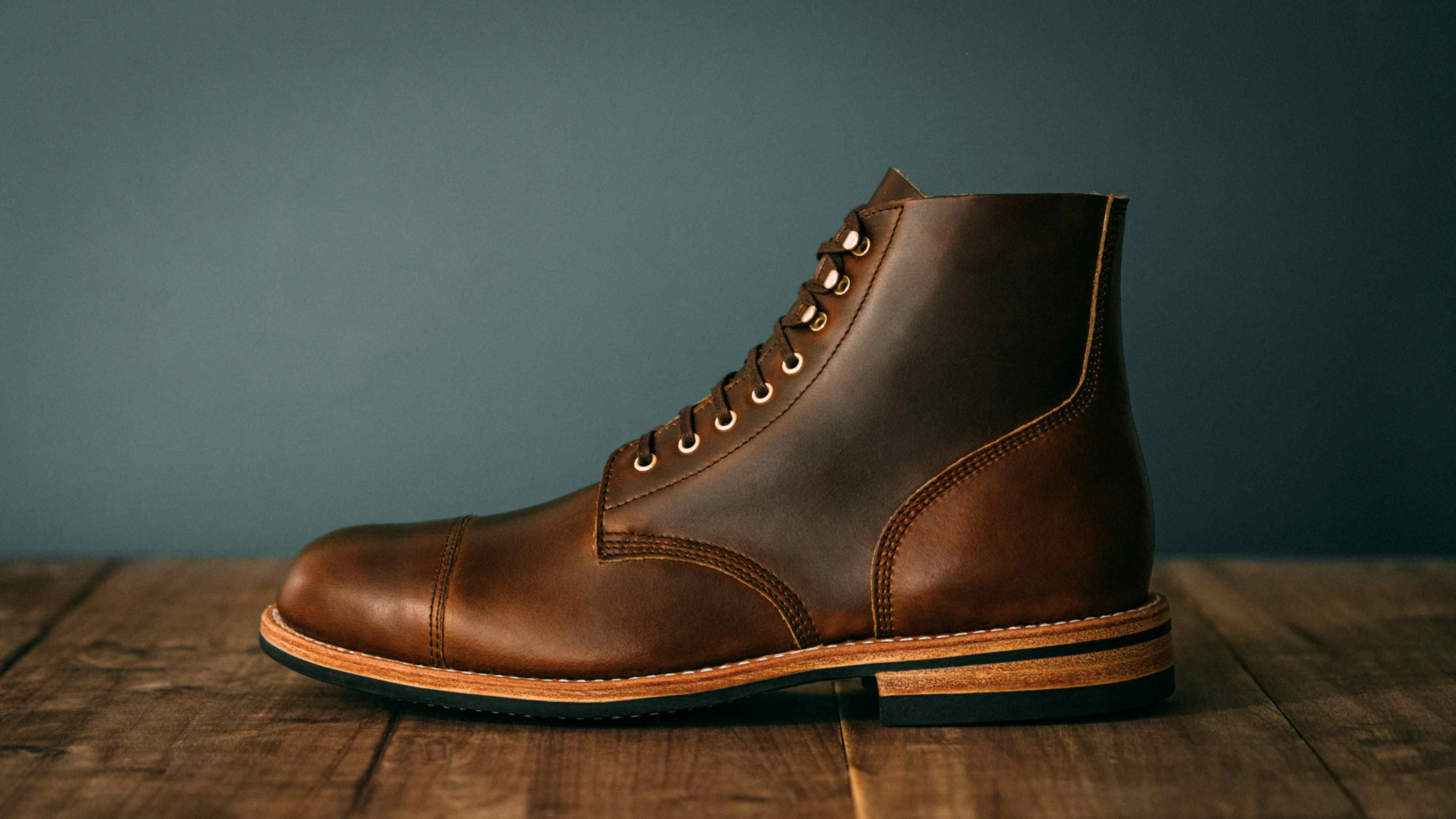 Cap-Toe Field Boot - Horween Cognac Shackleton, Dainite Rubber-Studded ...