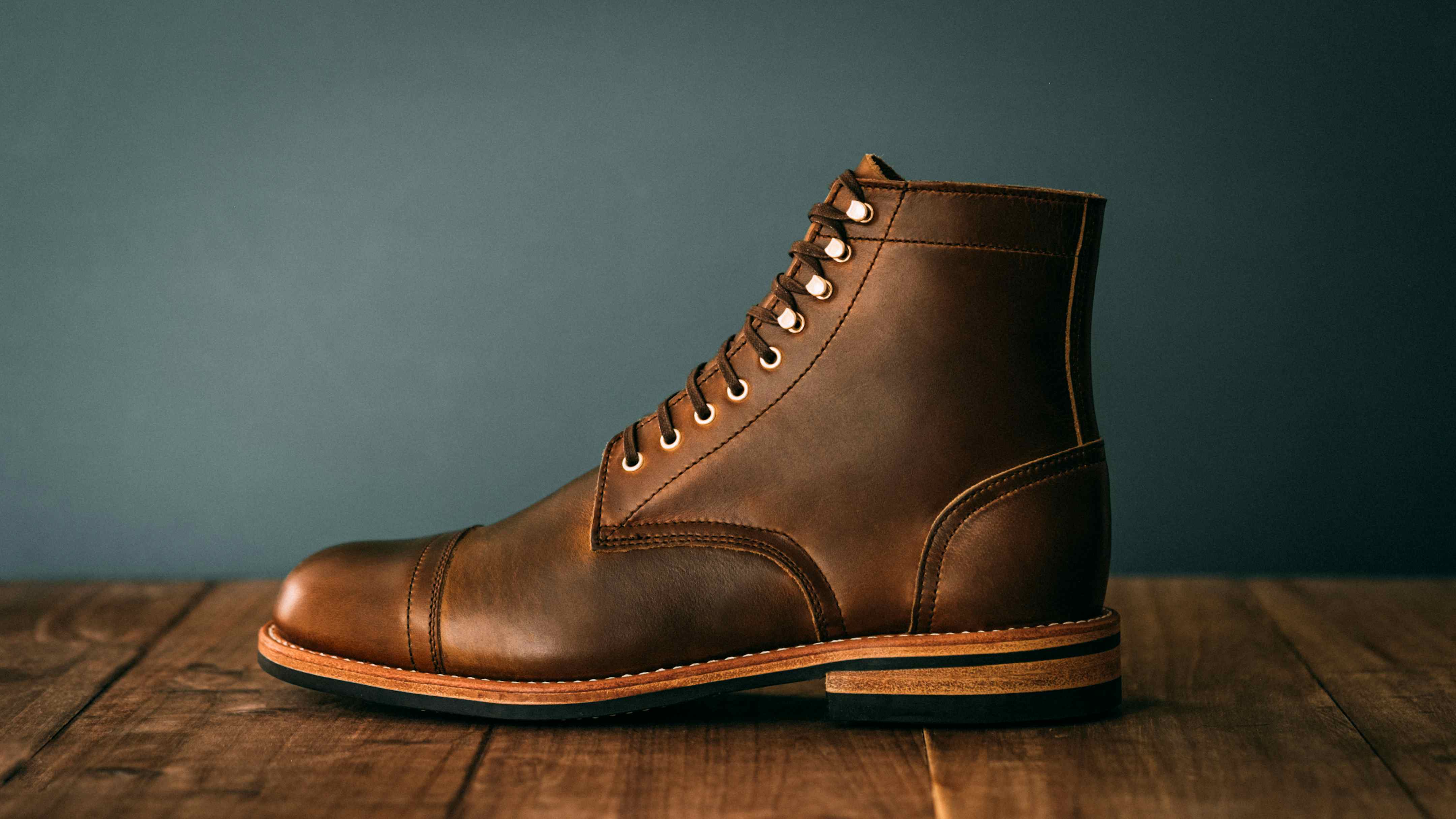 Cap-Toe Trench Boot - Horween Cognac Shackleton, Dainite Rubber-Studded ...