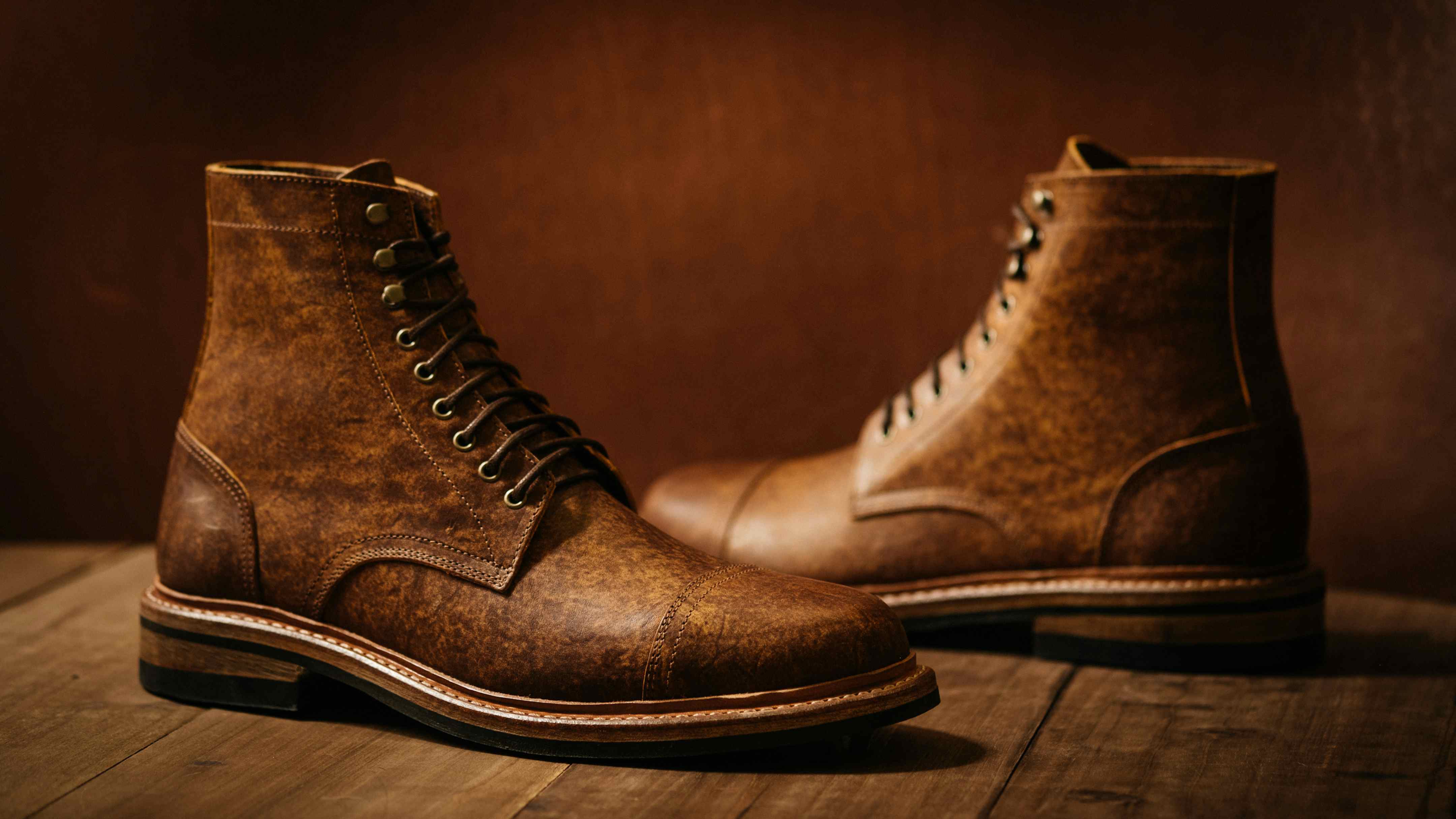 Cap-Toe Trench Boot - Habana Spiga, Dainite Rubber-Studded Sole - Made ...